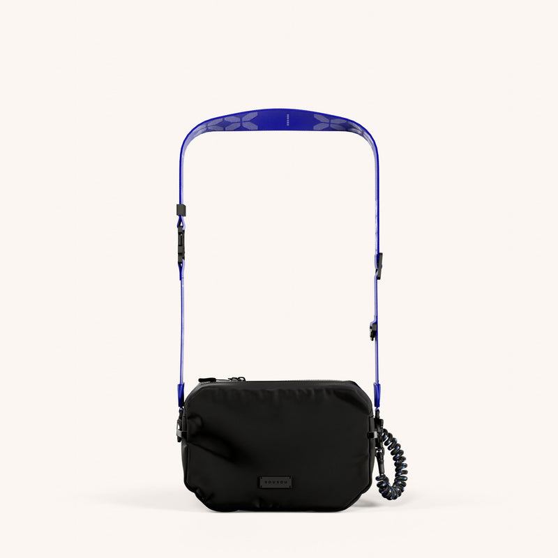 Crossbody Bag with Ultrawide Lanyard in Black + Blue - XOUXOU®
